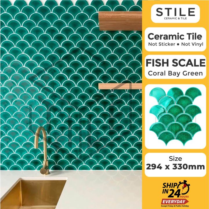 [REAL TILE] Fish Scale Coral Bay Green Mosaic Tiles /Mozek/Ceramic ...