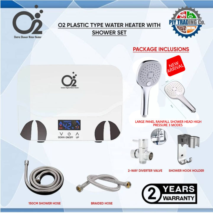 O2 Plastic Type Digital Water Heater with new improved showerhead Set ...
