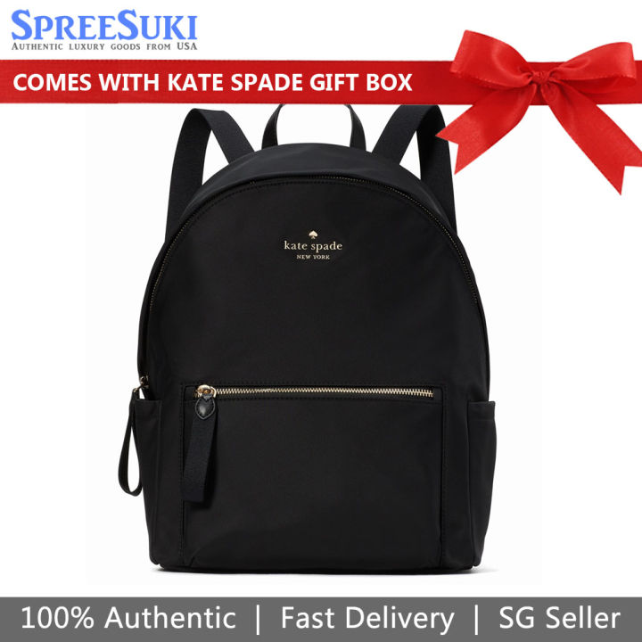Kate Spade Backpack In Gift Box Chelsea Large Backpack Nylon Black ...