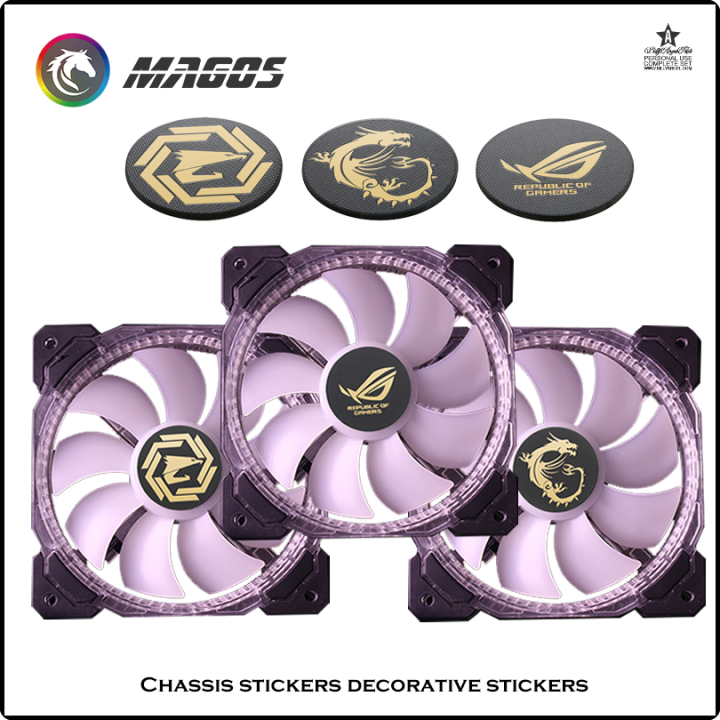 สติกเกอร์ลายแผ่นเพลทโลหะ3ชิ้น Casing PC MSI AORUS ROG Gamer Kingdom พัด ...