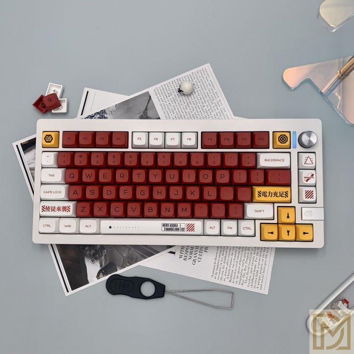 EVA Unit 02 Keycap PBT Dye Sub XDA White Red Keycaps Evangelion 141pcs ...