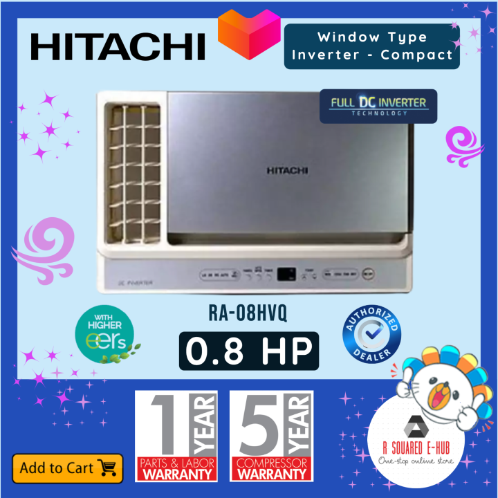 Hitachi Compact Inverter Window Type Aircon 0.8HP (RA-08HVQ) | Lazada PH