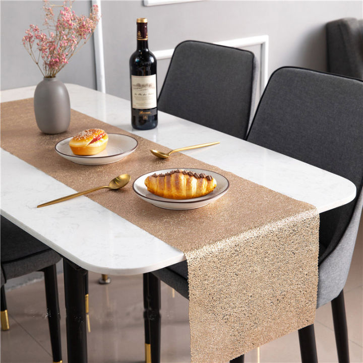Elegant Mess Pressed Vinyl Table Runner 13 x 59" Metallic Gold ...