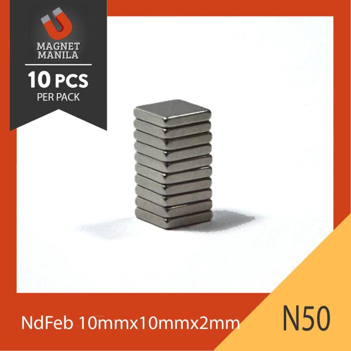 10 Pcs Neodymium 10mm x 10mm x 2mm N50 Strong Rare Earth NdFeb Magnets ...