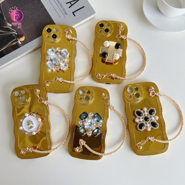 Portalacc Softcase gelombang Gold model Tas Jinjing Popsocket 3d stand ...