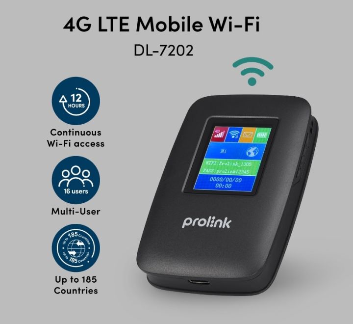 Prolink DL-7202 4G LTE Mobile Wi-Fi 300Mbps (Travel 4G Router ...