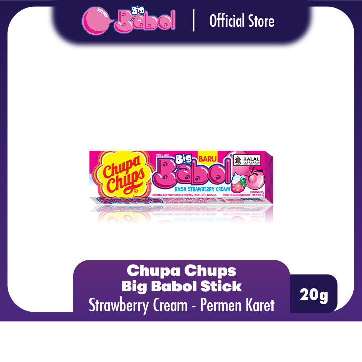 Chupa Chups Big Babol Strawberry Stick 20g - Permen Karet Rasa Stroberi ...