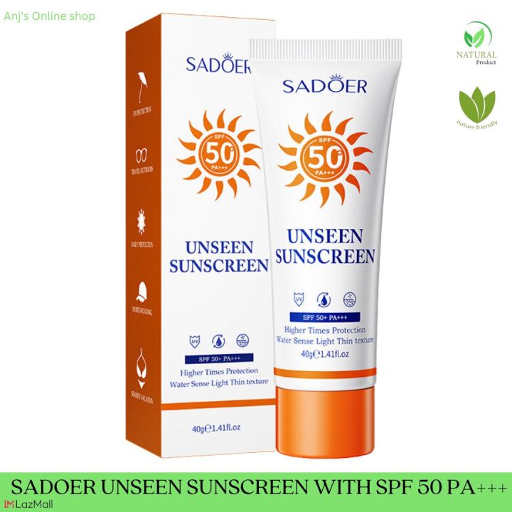 NEW Sadoer SPF50 PA+++ Unseen Sunscreen Sun Protection High Power Sunscreen Suitable for All ...