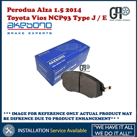 Perodua Alza 1.5 2014 Toyota Vios NCP93 Akebono Front Brake Pad Made in ...