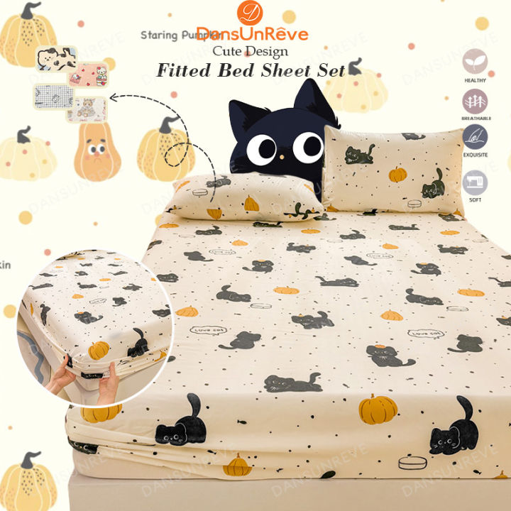 Dansunreve 2/3IN1 Fitted Sheet Set Cartoon Animal Printed Bedsheet ...