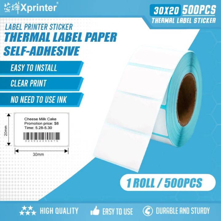 Xprinter 30X20mm Thermal Label Sticker Paper 30mmX20mm Thermal Adhesive ...
