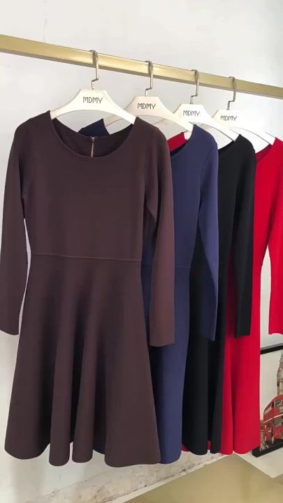 1122024 ข้ามพรมแดน ฤดูใบไม้ผลิและฤดูใบไม้ร่วงชุดเดรสถักผู้หญิงทรงสลิม ...