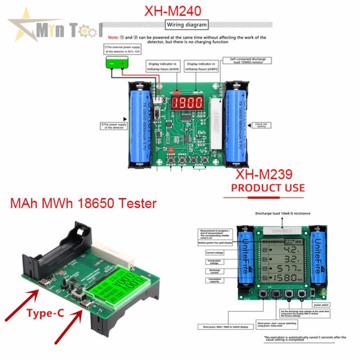 【CW】 XH-M240/XH-M239 /Type-C LCD Display Battery Capacity Tester MAh ...