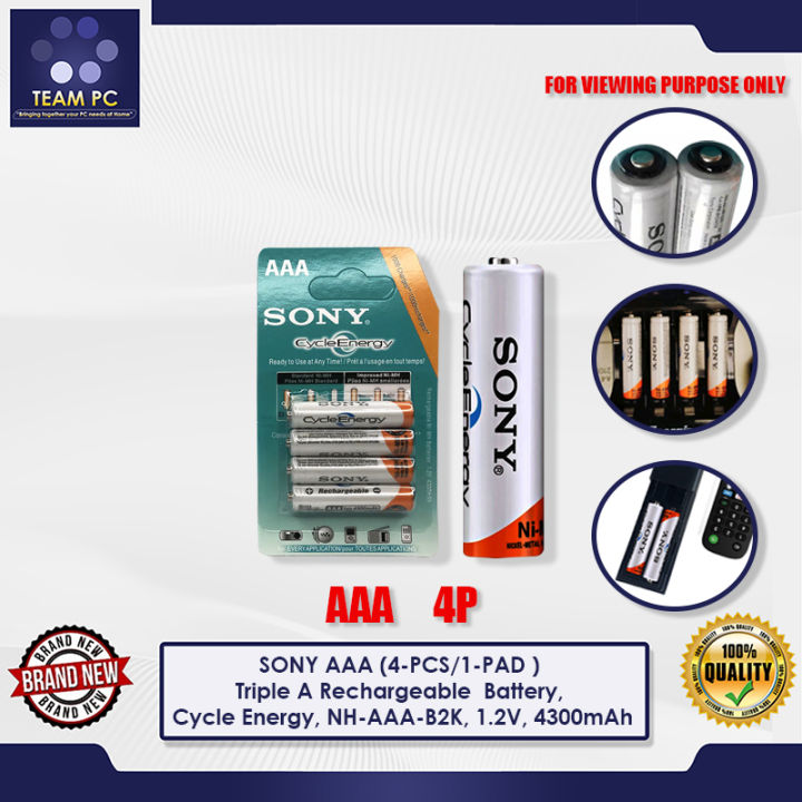 SONY AAA (4-PCS/1-PAD ) Triple A Rechargeable Battery, Cycle Energy, NH ...