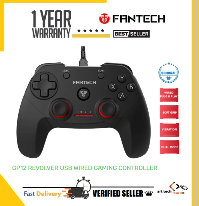FANTECH GP12 REVOLVER USB WIRED GAMING CONTROLLER DUAL MODE PLUG&PLAY ...