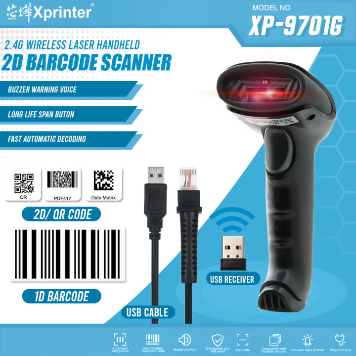 XprinterXprinter XP-9701G Wireless 1D 2D QR Code Portable Handheld ...
