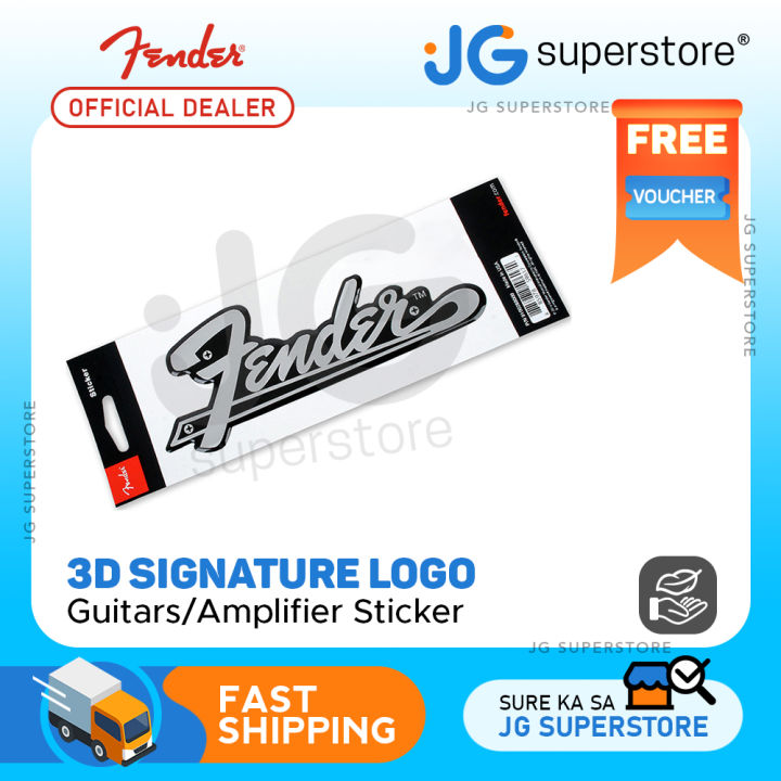 Fender Silver Metallic Amp Logo 3D Sticker for Guitars/Amplifier Case ...
