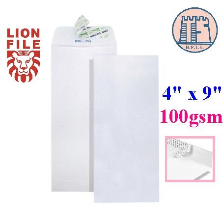 4" x 9" Long White Envelope / Sampul Surat Putih 4 x 9 Inch / 102 x ...