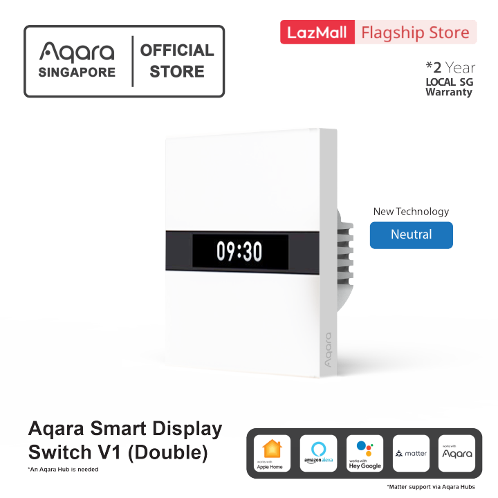 Aqara Smart Display Switch V1 2 gang, Support Apple home, Google Home ...