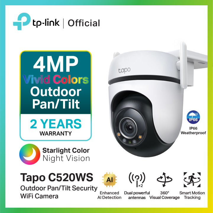 TP-Link Tapo C520WS Outdoor Pan/Tilt Security Wi-Fi Camera คมชัด 4MP 2K+ QHD ภาพสีตอนกลางคืน ...