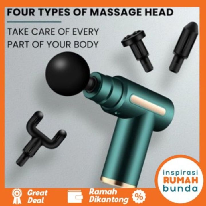 Alat Pijat Mini Fascia Gun Portable Massager Mesin Pijat Getar 4 in 1 ...