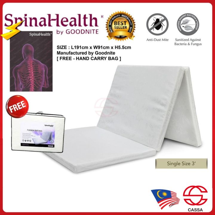 [FREE HAND CARRY BAG] Cassa Goodnite SpinaHealth 2 Inches Thick Single ...