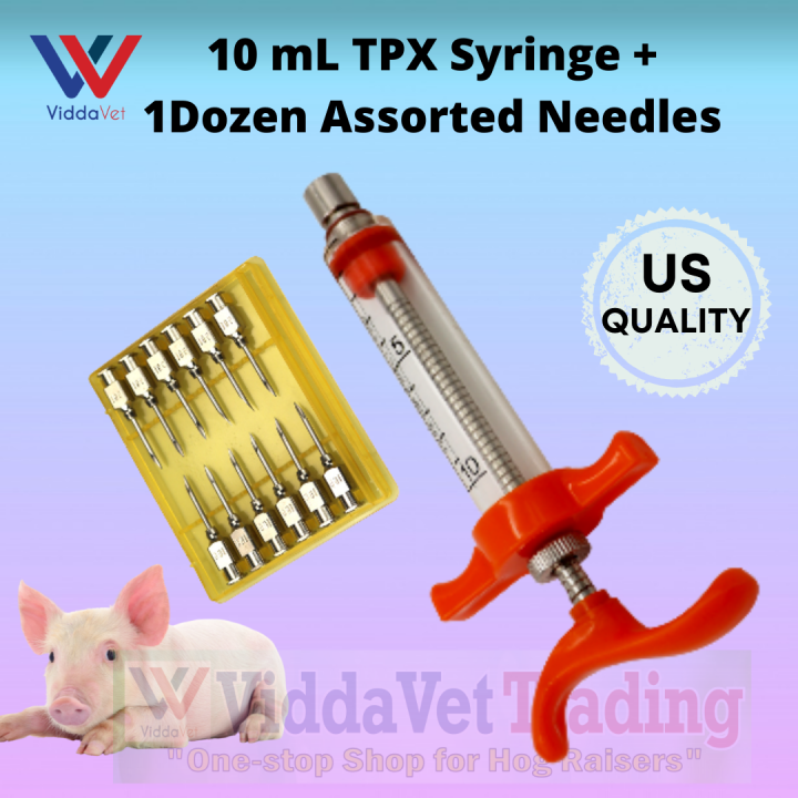 10 ml Stainless steel TPX Syringe with 1 Dozen US QUALITY Assorted ...