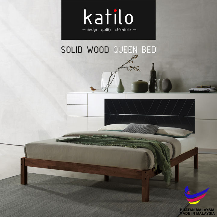 KARO Solid Wood Bed / Queen Bed / Single Bed / Bed Frame / Katil Kayu ...