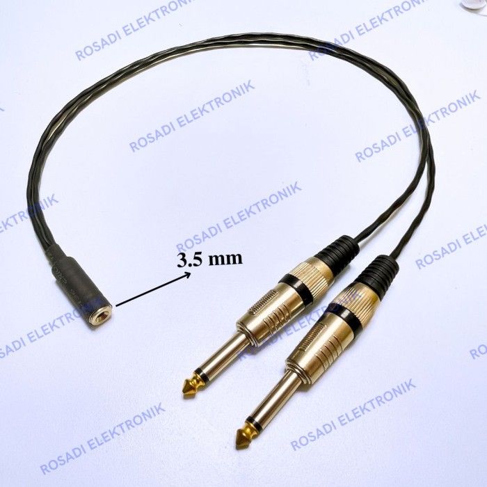 kabel y splitter 2 akai mono 6.5mm to 1 mini stereo aux female 3.5mm ...