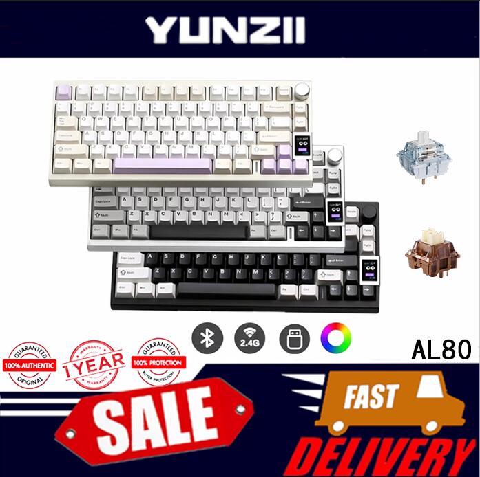 YUNZII AL80 Aluminum Wireless Mechanical Keyboard 75% Hot swappable RGB ...