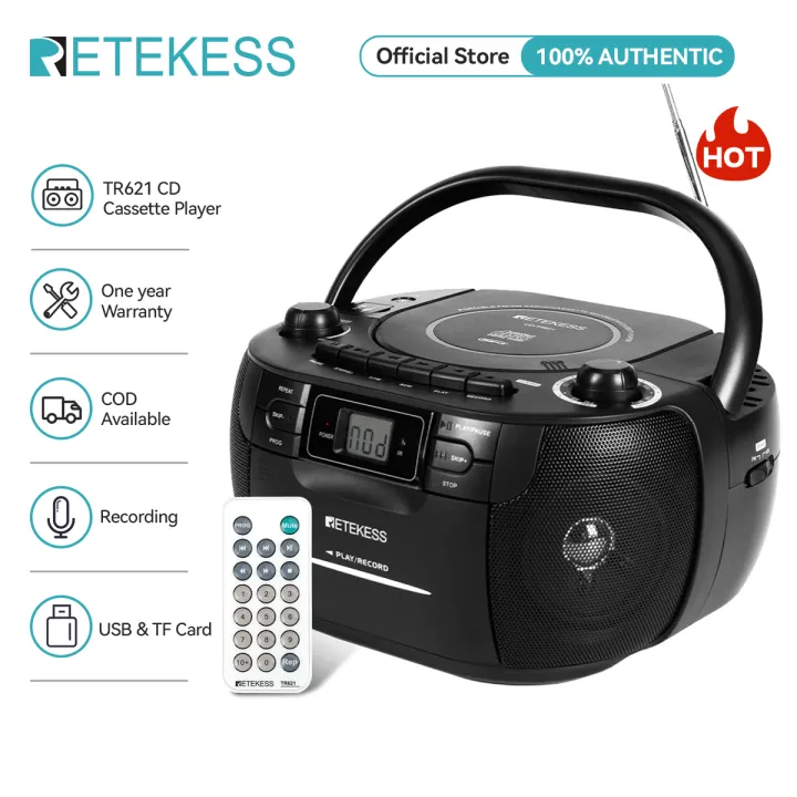 Retekess TR621 CD Player Cassette Tape Boombox AM FM Radio MP3 Player ...