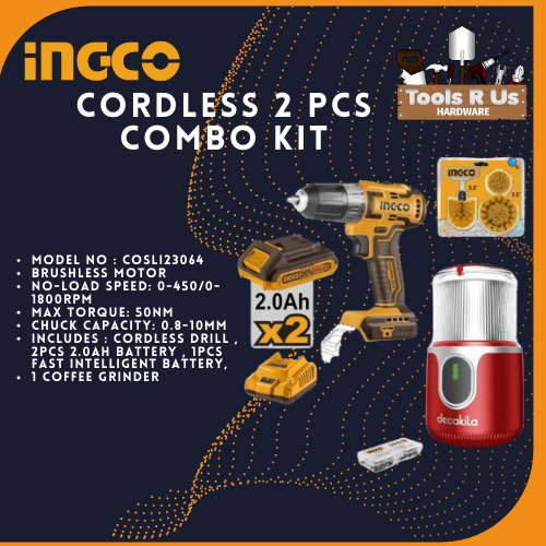 INGCO CORDLESS DRILL 2PCS COMBO KIT COSLI23064 | CORDLESS TOOLS ...
