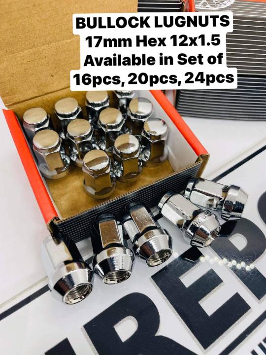 BULL LOCK LUGNUT CHROME 17mm Hex 12x1.5 (16PCS, 20PCS,24PCS) | Lazada PH