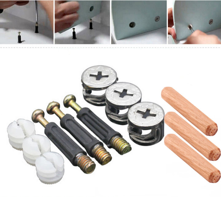 12 Sets Three in One Screw Furniture Connecting Wooden Board Bed ...
