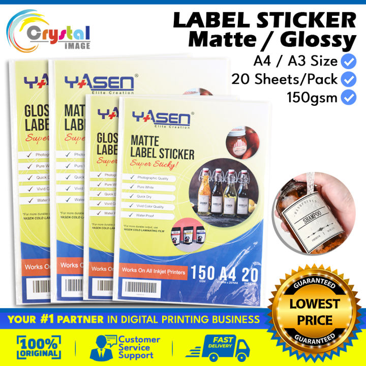 A4 / A3 Size Yasen Printable Label Sticker (Matte / Glossy Label ...