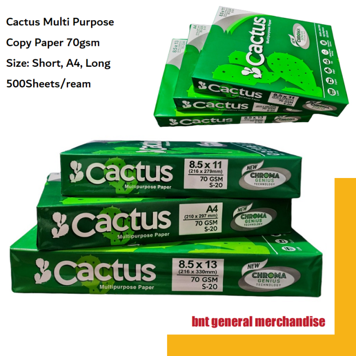 Cactus Multi Purpose Paper Copy Paper Bond Paper 70gsm Sub 20 | Lazada PH