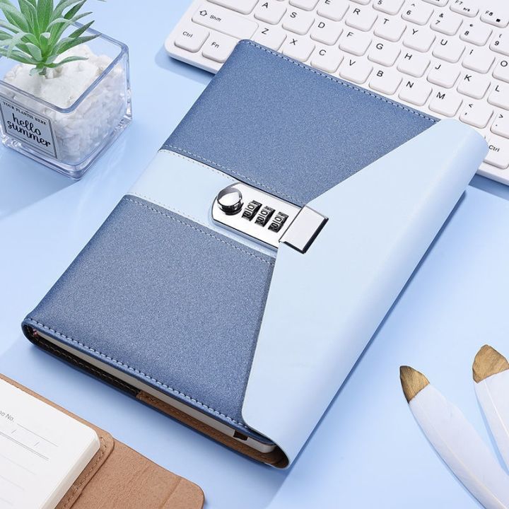 Password Book A5 200 Pages Pearlescent Leather Notebook With Lock Diary
