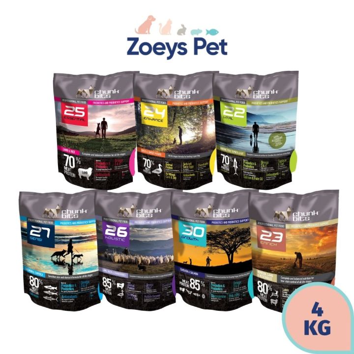 Chunk Bits 4kg Dry Dog Food (Vital22 / Essential25 / Sensi27/Growth 30 ...