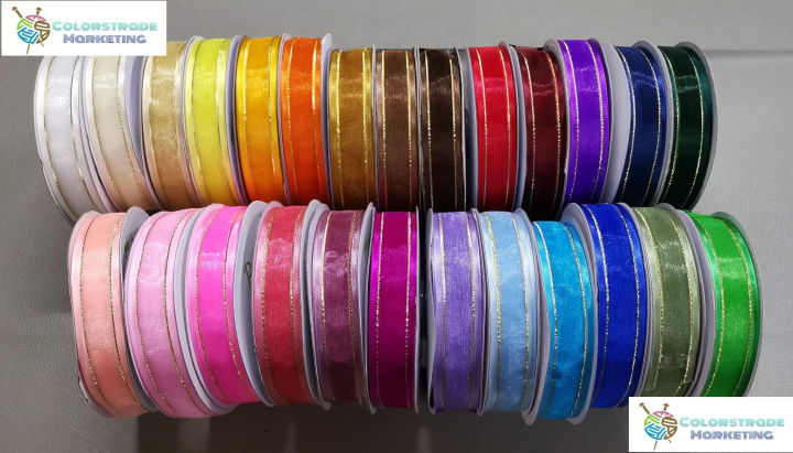 Organza Ribbon with Gold Lining 7/8" 50Yards Sold per Roll | Lazada PH