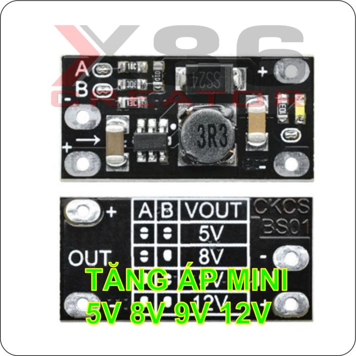 MẠCH TĂNG ÁP MINI TỪ 3V 3.3V 3.7V LÊN 5V 8V 9V 12V DC-DC - X86 | Lazada.vn