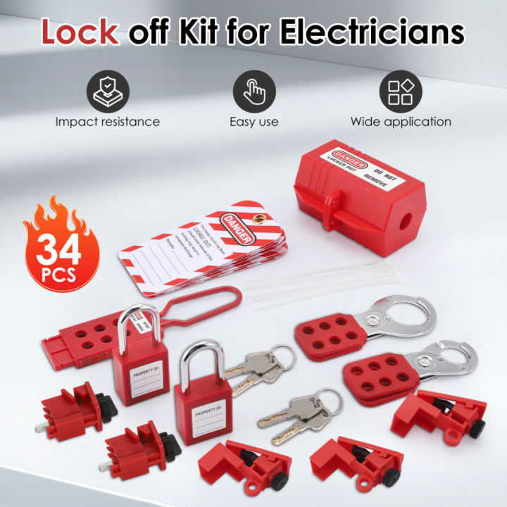 Lock Off Kit For Electricians, Lockout Tagout Kit, Safety Lockout Padlock,Electrical Circuit ...