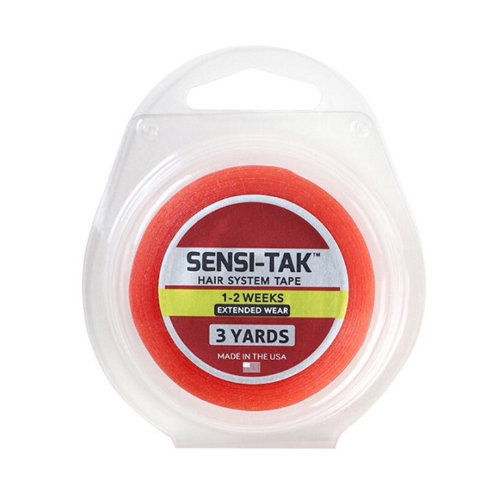 เทปกาวสองด้านเทปติดผมสีแดง SENSI-TAK 3หลาสำหรับวิกผมลูกไม้/ผมปลอม (1.27 ...