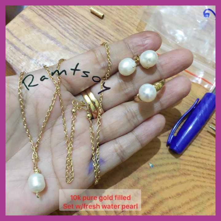 10k pure gold filled with fresh water pearl set | Lazada PH