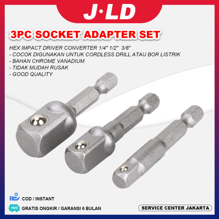 JLD Adapter Kepala Bor Hex Kunci Socket 3pc Hex Impact Driver Converter ...