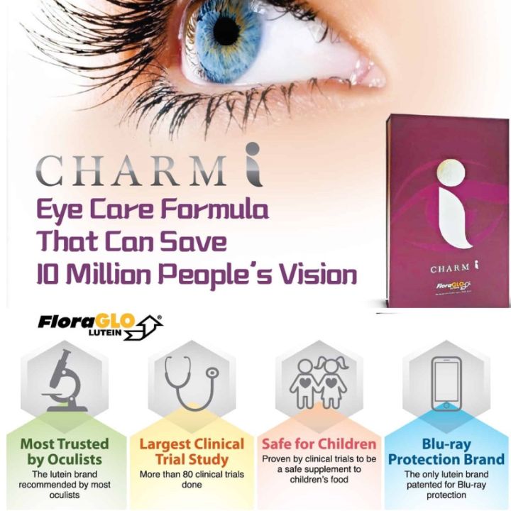 CharmI FloraGlo Lutein Eye's supplement Halal Reduce dry eye syndrome ...