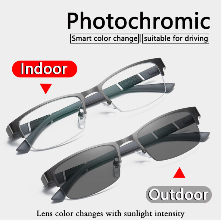 【Photochromic】-6.0 to -0.5 Myopia Glasses Men's Nearsighted Glasses ...