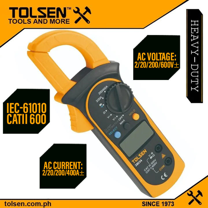 Tolsen Heavy Duty Digital Clamp Multimeter with Case (210×75.6x30mm ...