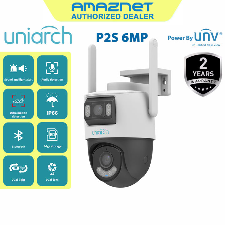 UNIARCH P2S 6MP (3+3MP) Outdoor Dual-lens PT CCTV Security Wi-Fi Camera ...