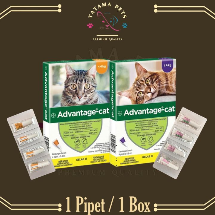 Bayer Advantage Cat Spot On - S (0.4ml x 4 pipet) / M (0.8ml x 4 pipet ...