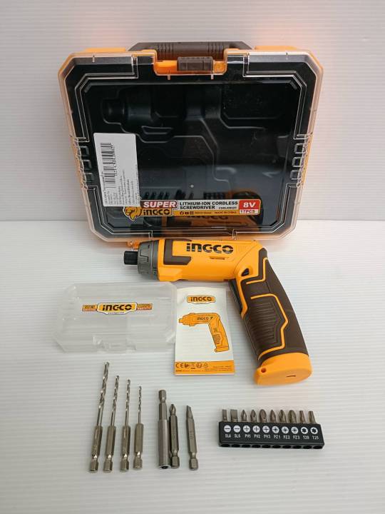 INGCO ชุดไขควงไร้สาย 8V รุ่น CSDLI08025 ด้ามจับหมุนปรับได้ 2 ตำแหน่ง ...